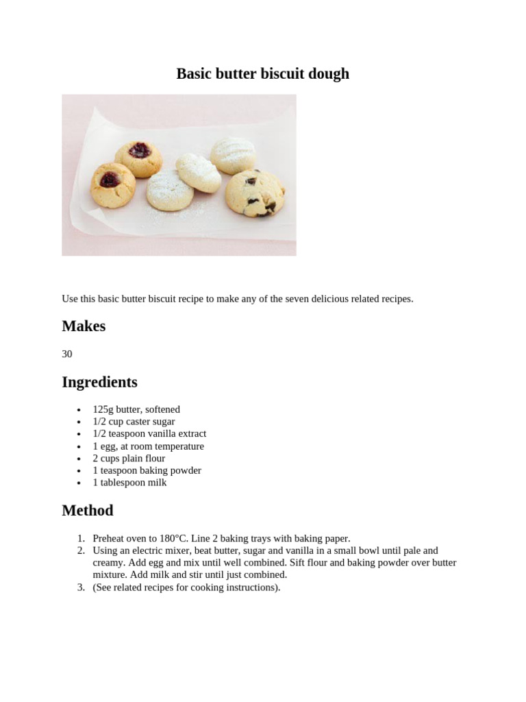 Basic Butter Biscuit Recipe Guide | PDF | Baking | Biscuit
