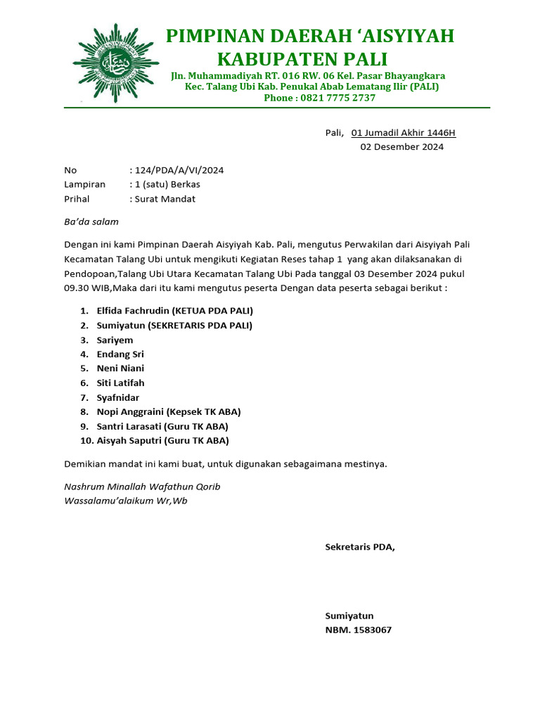 Mandat Pda TL Ubi | PDF