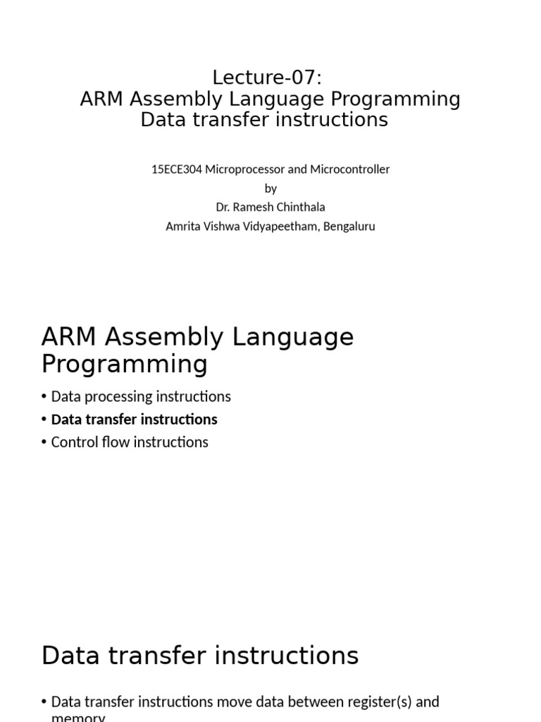 Lecture-07 ARM Assembly Language Programming - Data Transfer ...