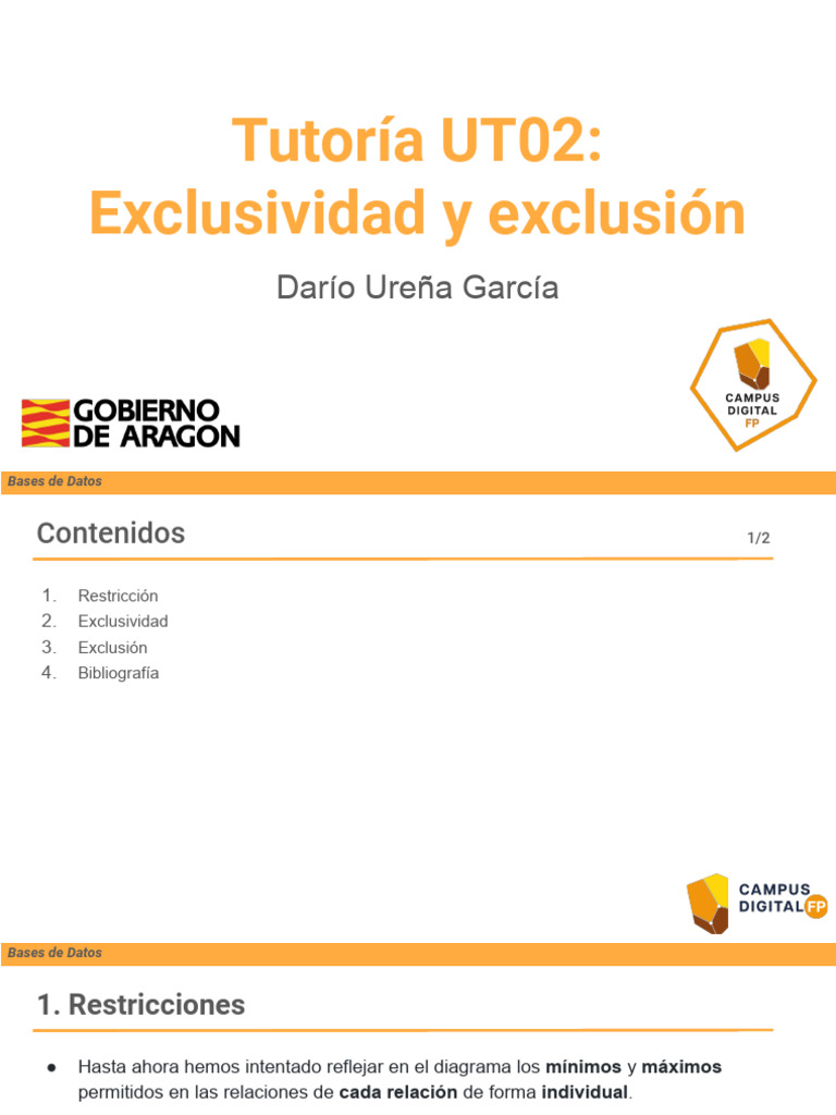 Tutoría UT02 - Anexo I - Exclusividad y Exclusión | PDF | Bases de datos