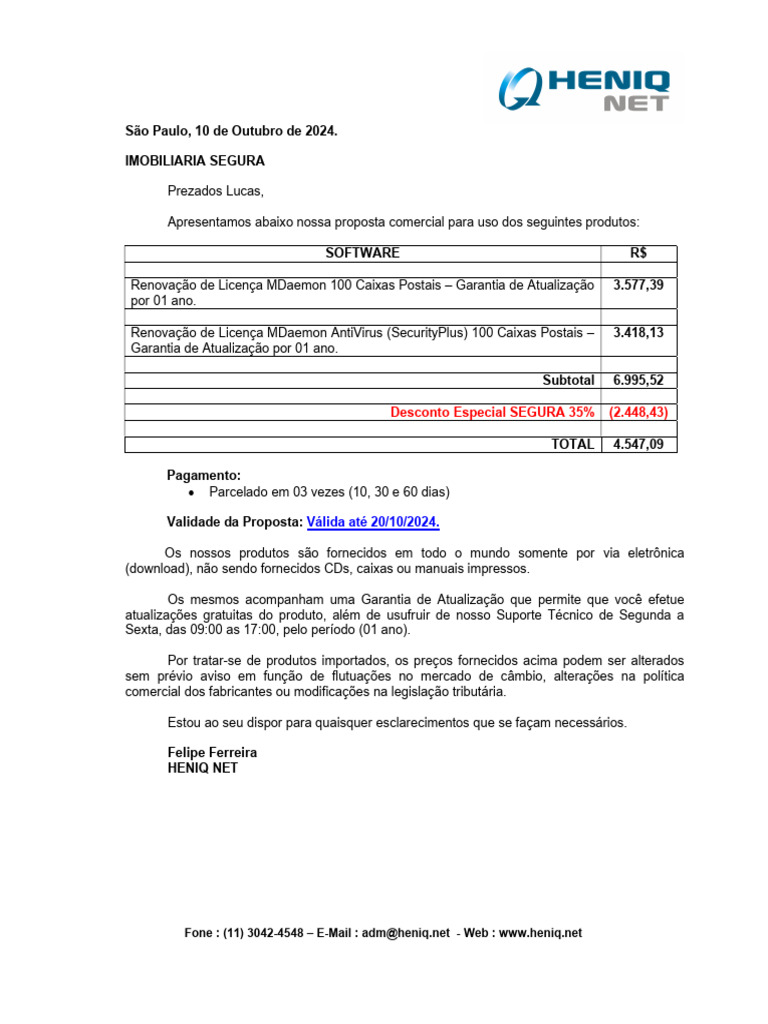 Proposta REN MD AV 100 SEGURA 20241010 | PDF