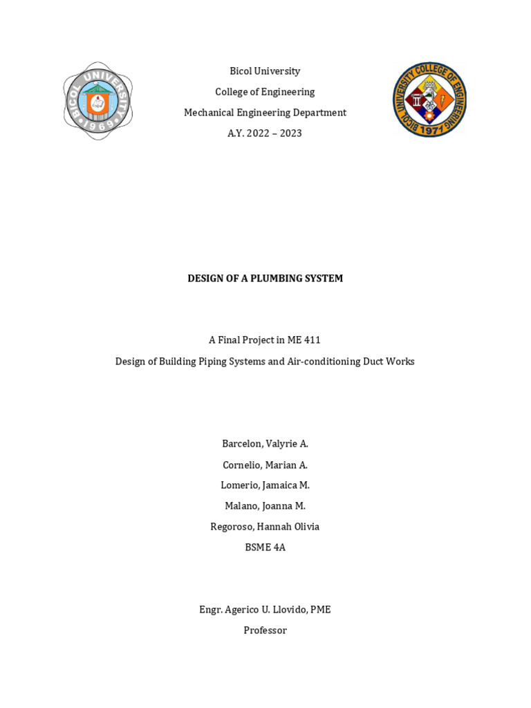 Design of Plumbing Analysis Part 1 | PDF | Plumbing | Storm Drain