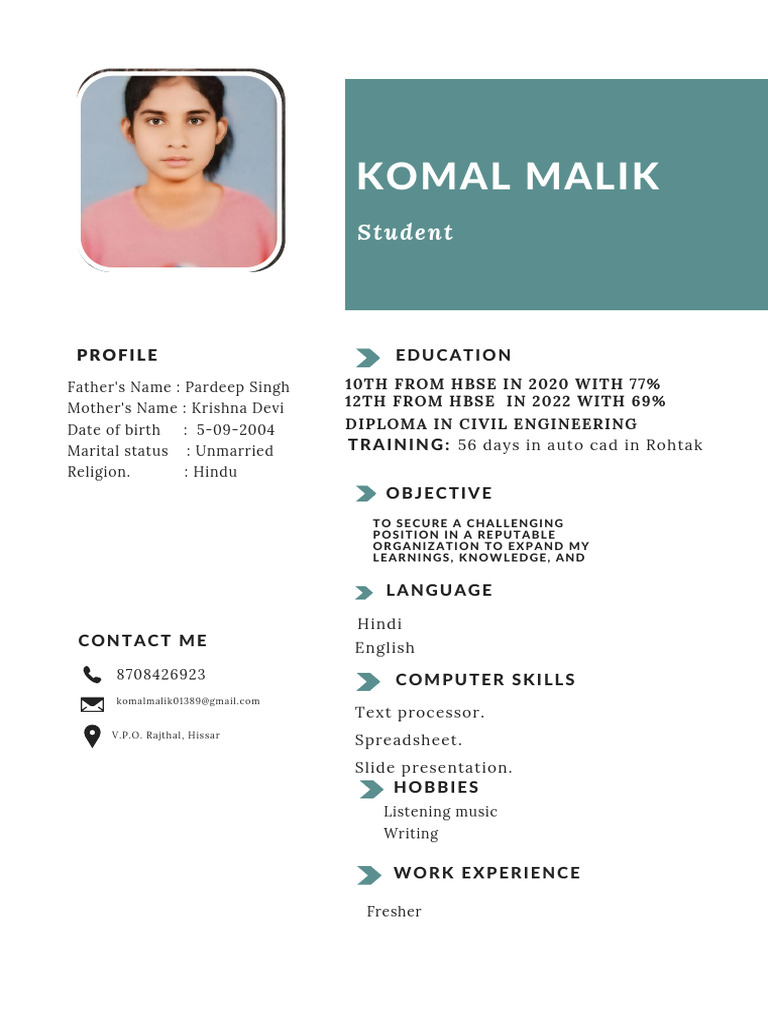 White and Green Simple Student CV Resume | PDF