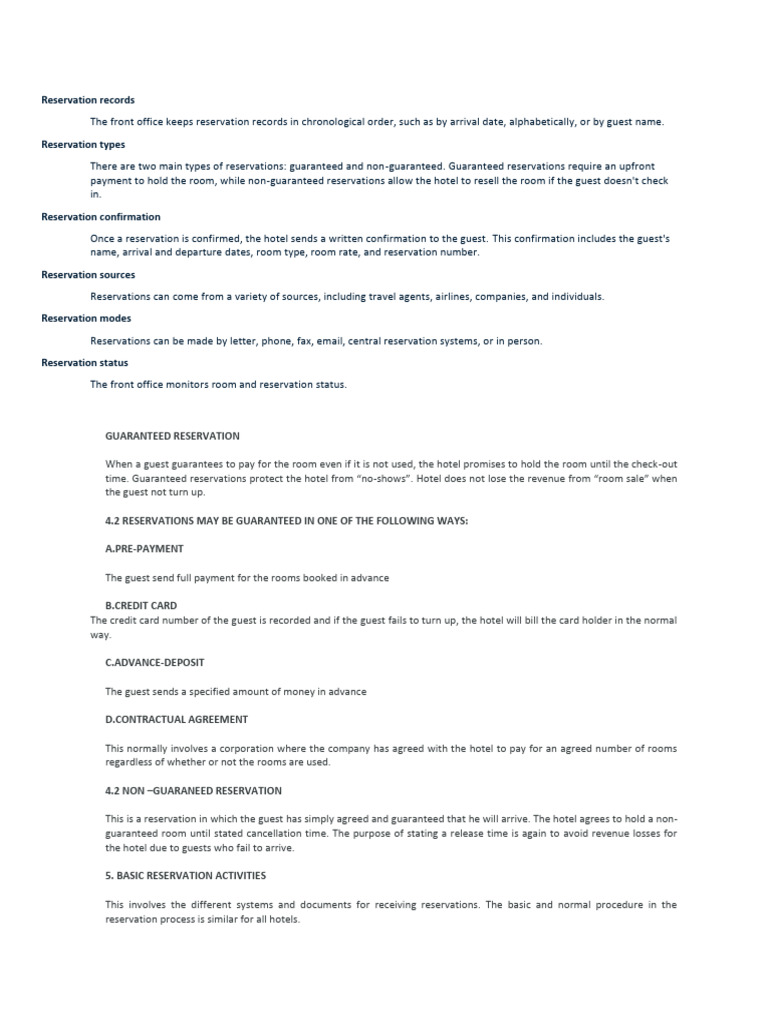 Reservation records | PDF | Business