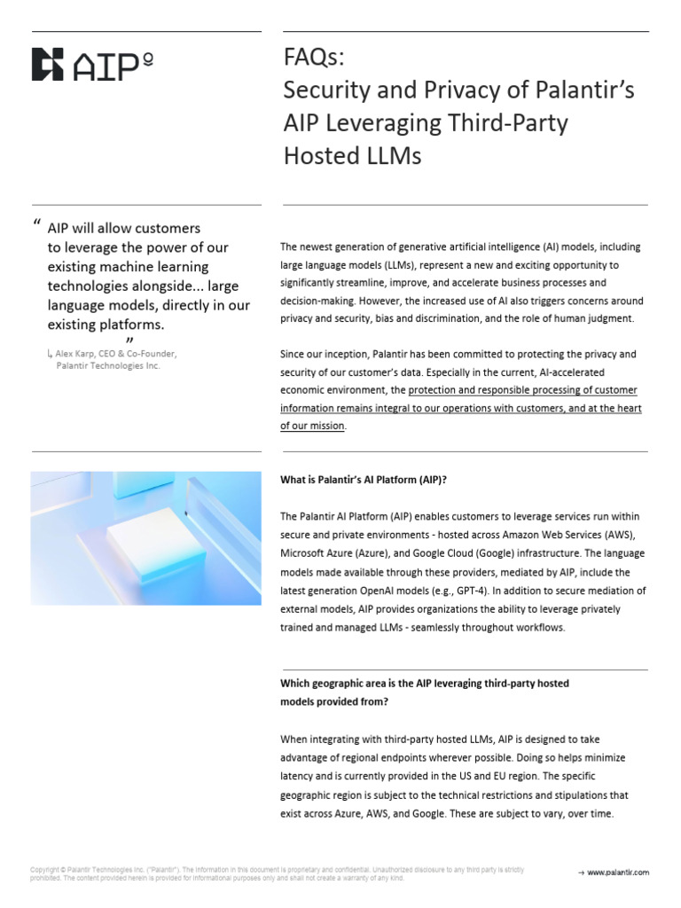 Data Compliance Palantir AIP FAQs | PDF | Microsoft Azure | Cloud Computing