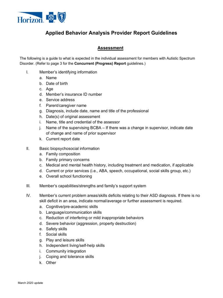 ABA Report Guidelines 2 | PDF | Autism Spectrum | Psychotherapy