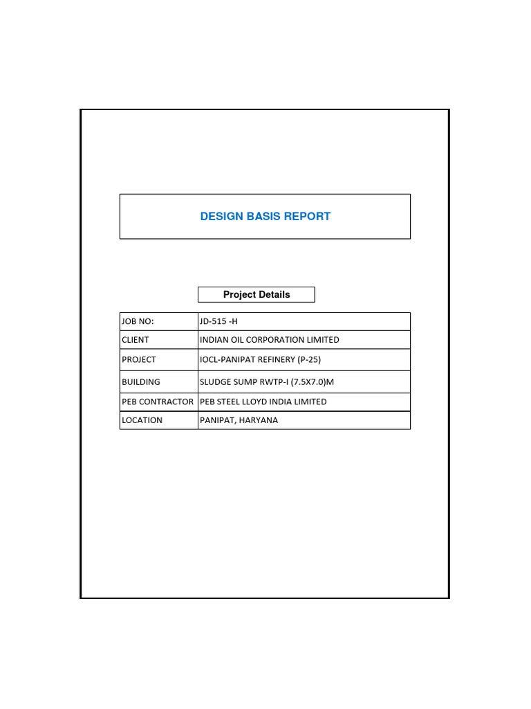 Sludge Sump PEB Design Report | PDF | Screw | Stress (Mechanics)