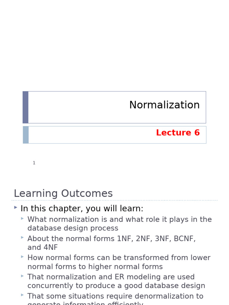 LEC06 Normalization Up | PDF | Relational Database | Information Science