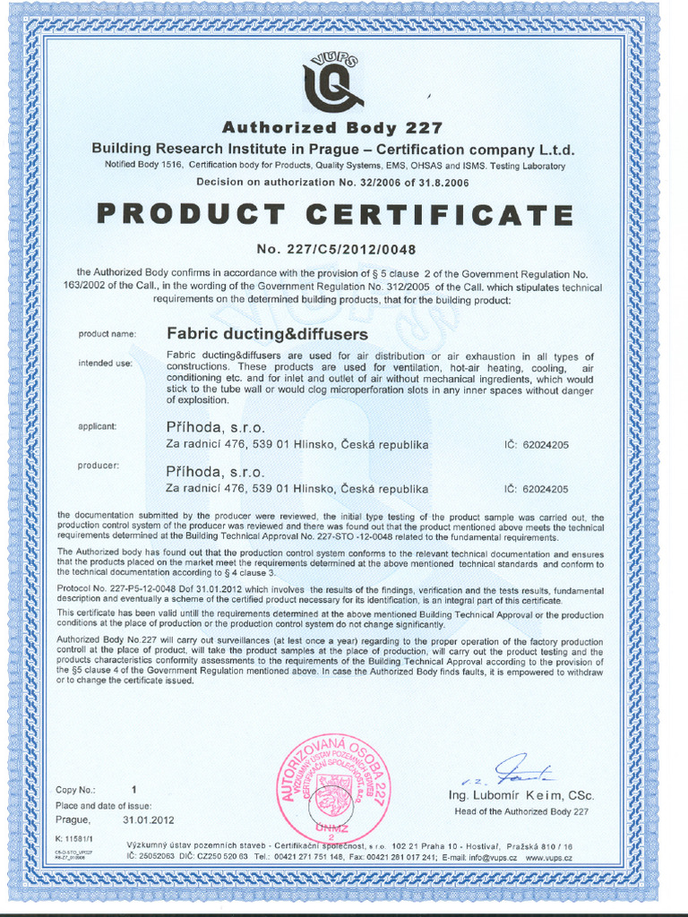 Product Certificate Eng | PDF