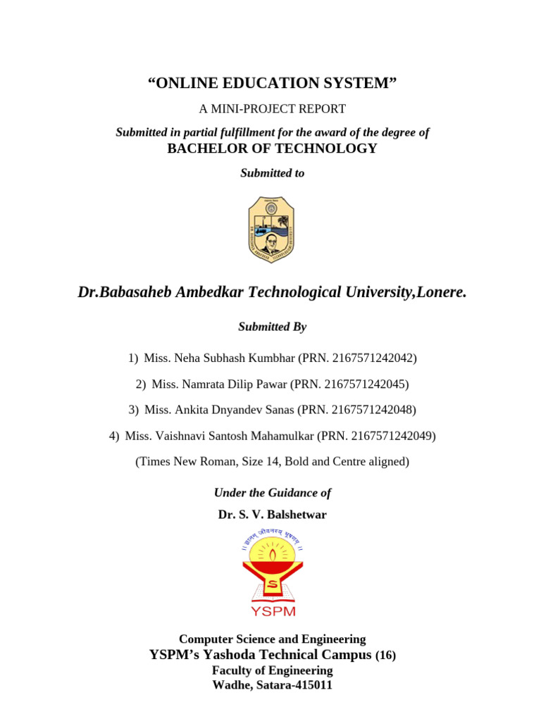 MINI Project Report Format-YTC | PDF | Educational Technology | Learning