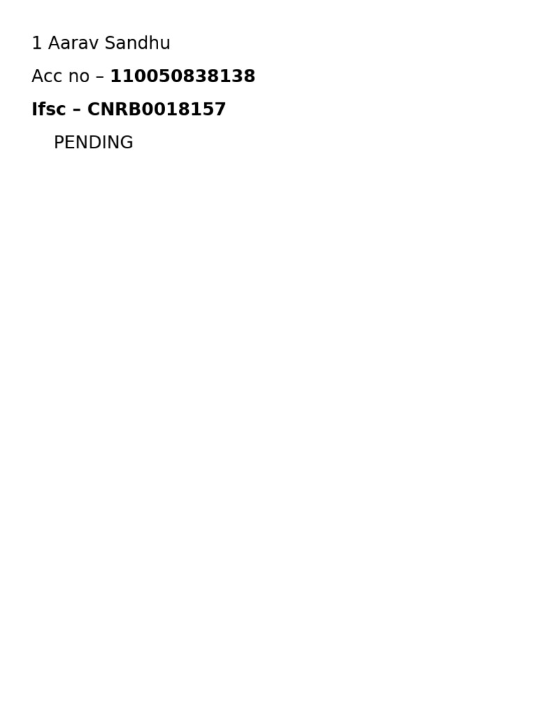 Bank Account Details and IFSC Codes | PDF