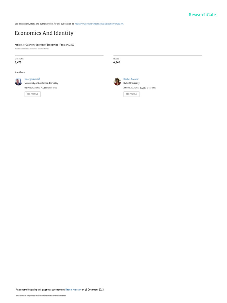 Economics-And-Identity | PDF | Identity (Social Science) | Gender Studies