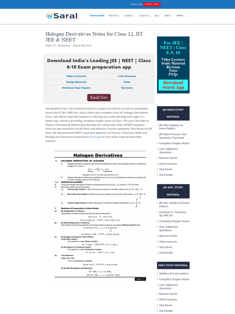 Esaral Haloalkanes and Haloarenes | PDF | Student Assessment And Evaluation | Educational ...