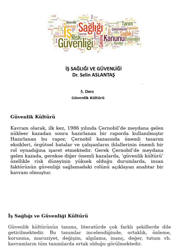 İSG 5. Ders (Sağlık Yönetimi) | PDF