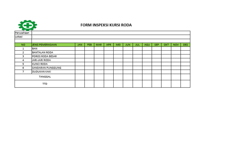 Form Inspeksi Kursi Roda | PDF