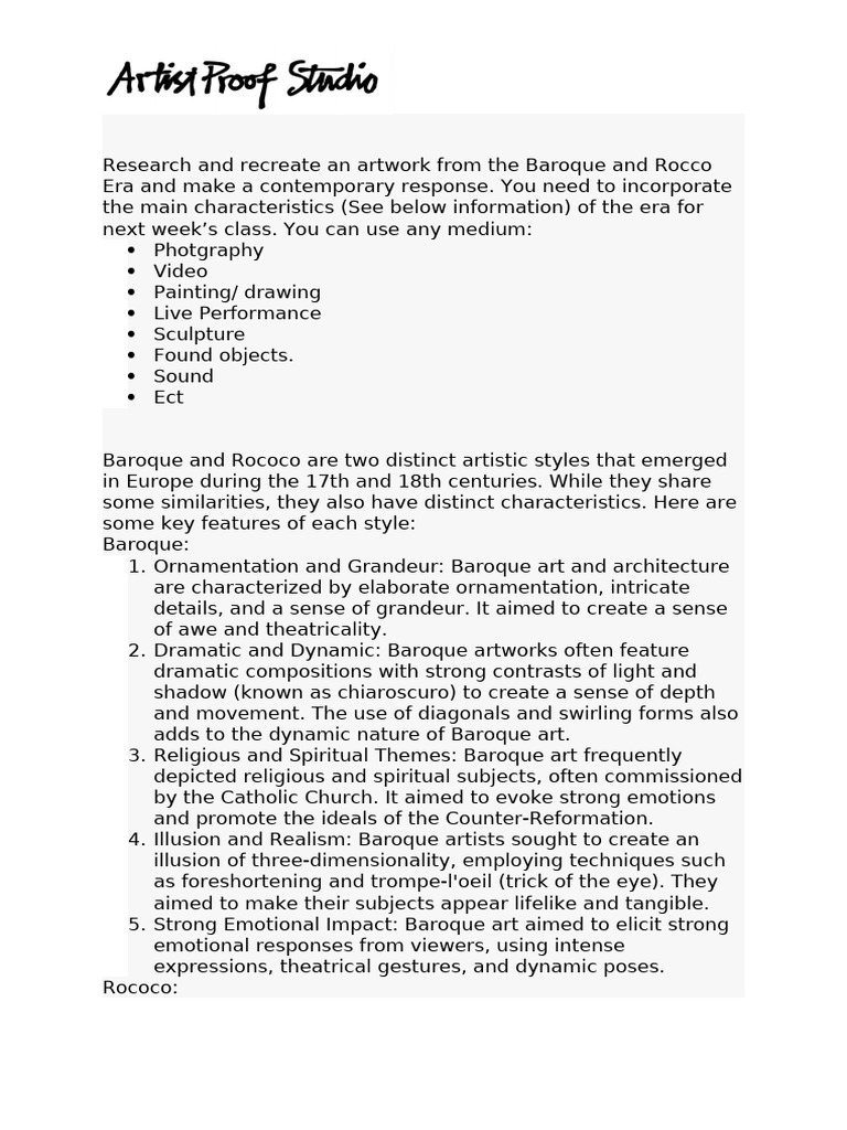 Baroque and Rococo Are Two Distinct Artistic Styles That Emerged in ...