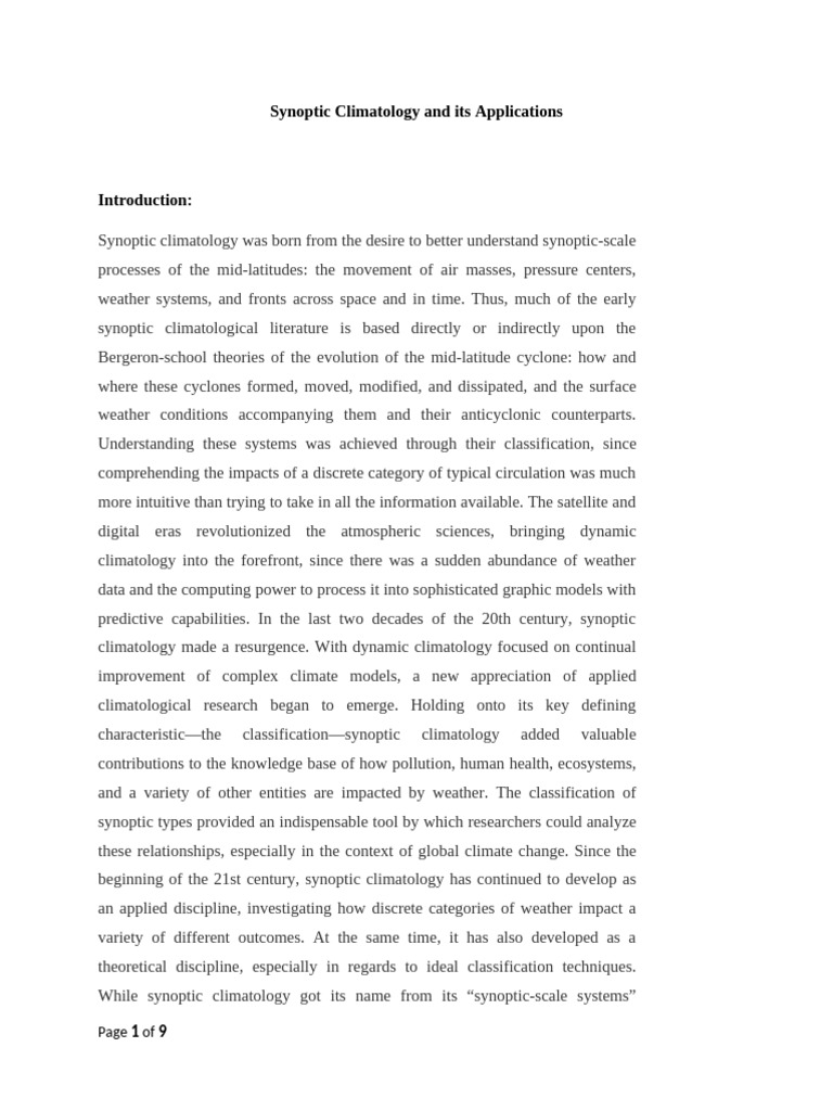 Synoptic Climatology and Its Applications | PDF | Climatology | Meteorology