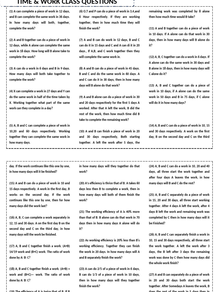 Time & Work Questions Alp | PDF