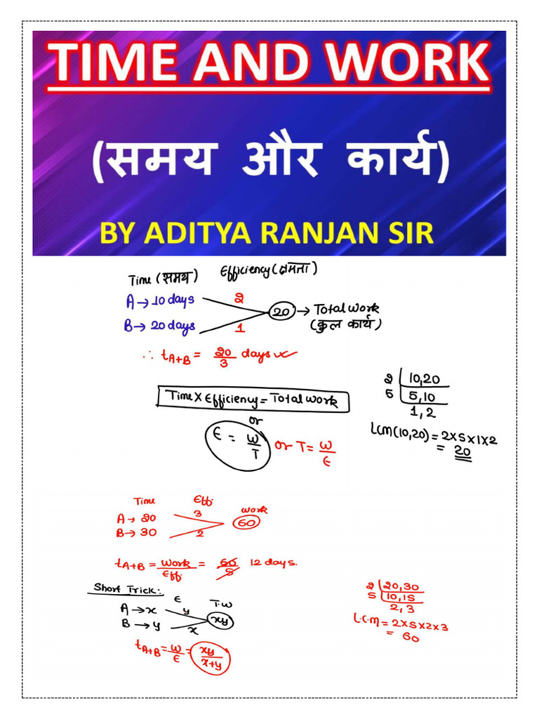 Aditya Ranjan Sir Time and Work Final Notes | PDF