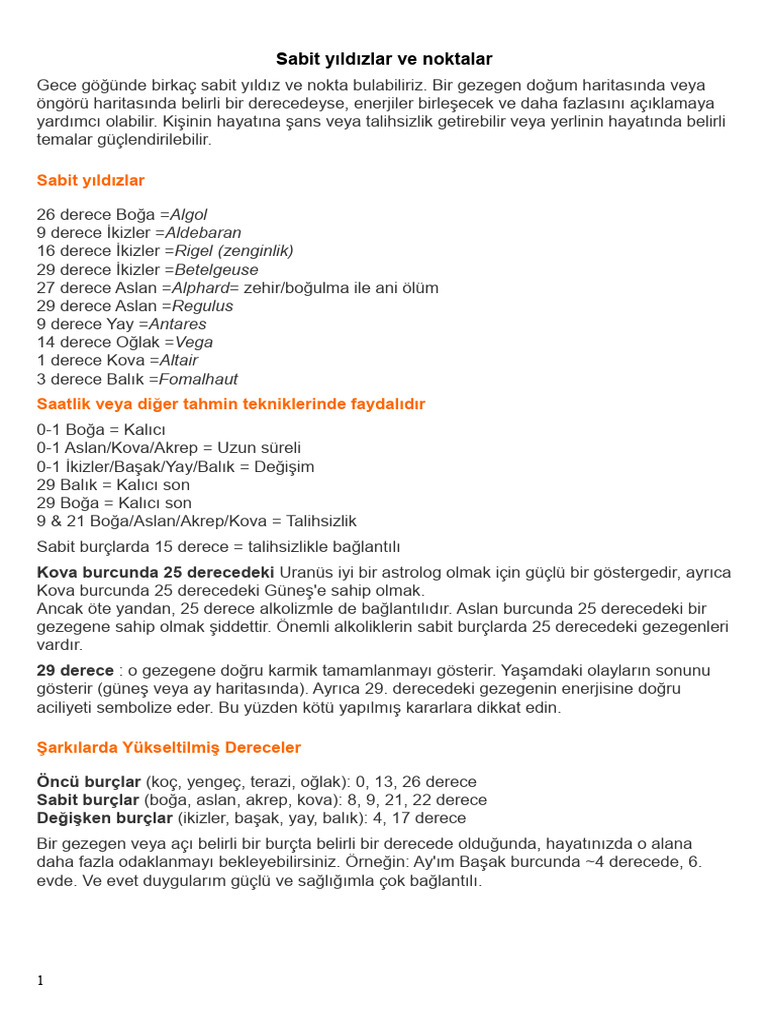 Sabit Yıldızlar derecelerine göre sıralı etkisi | PDF