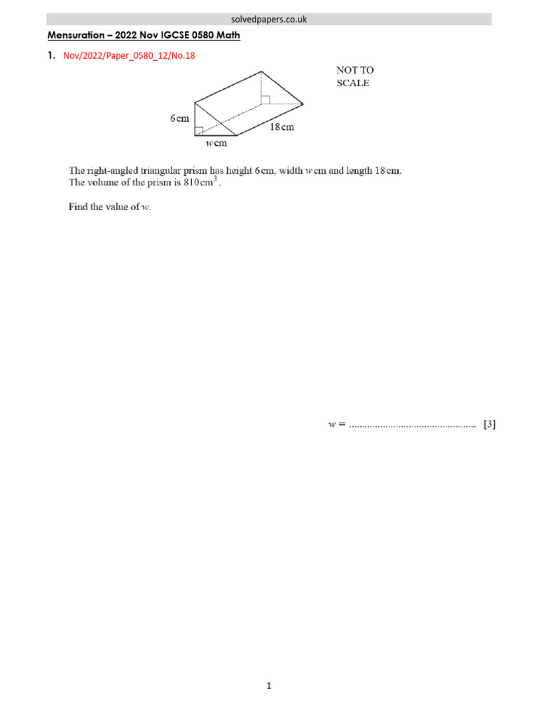 2022N Mensuration IGCSE 0580 Math | PDF
