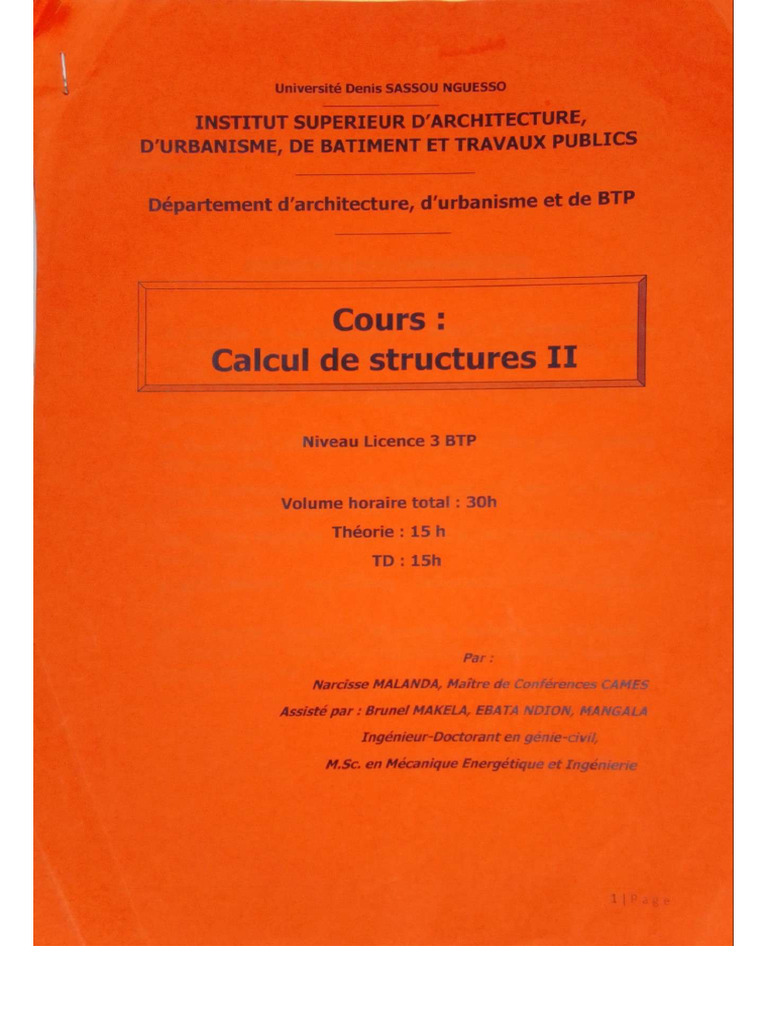 Chp8 Calculs Structures II L3 BTP | PDF