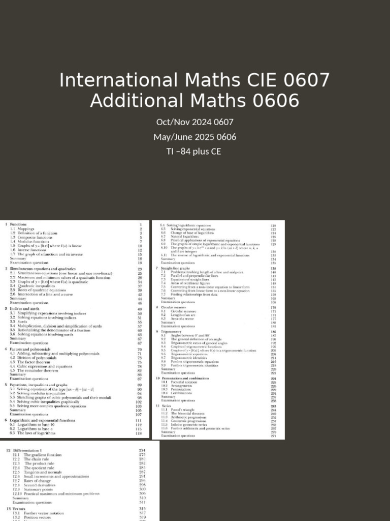 CIE Maths 0607 & 0606 Exam Guide | PDF