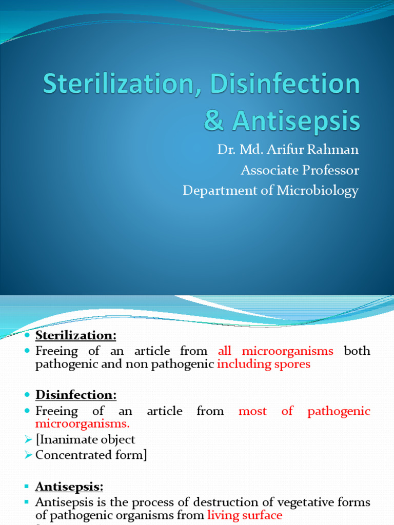 Disinfection and Sterilization | PDF | Sterilization (Microbiology)