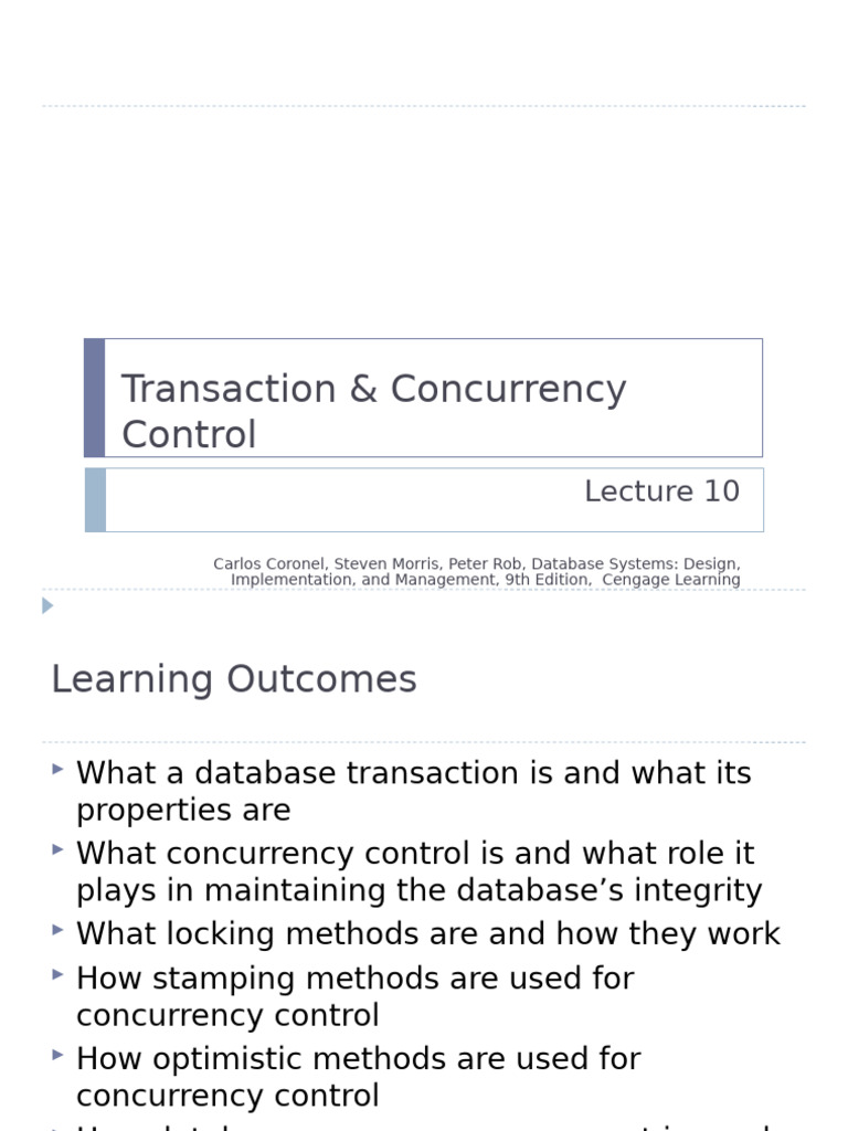376424_LEC10Transaction _ Concurrency Control | PDF | Database Transaction | Databases