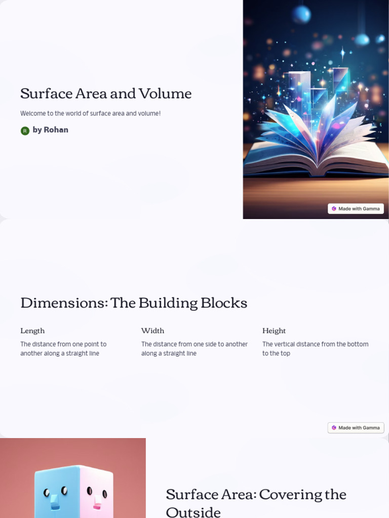 Surface Area and Volume Explained | PDF | Area | Volume