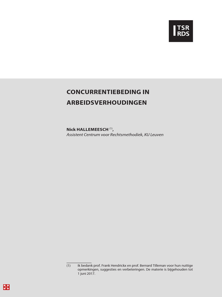Concurrentiebeding in Arbeidsverhoudingen: Nick Hallemeesch | PDF