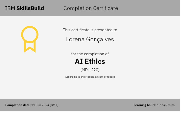 AI Ethics Course Completion | PDF