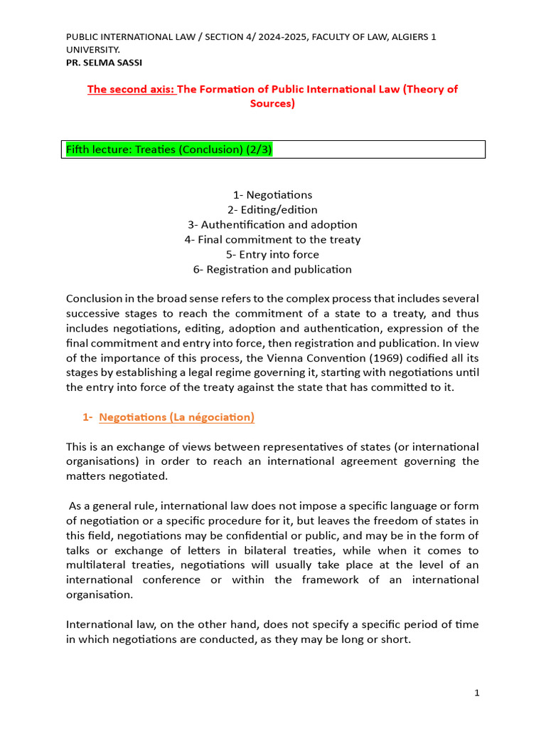 Treaty Formation Process Explained | PDF | Treaty | Ratification