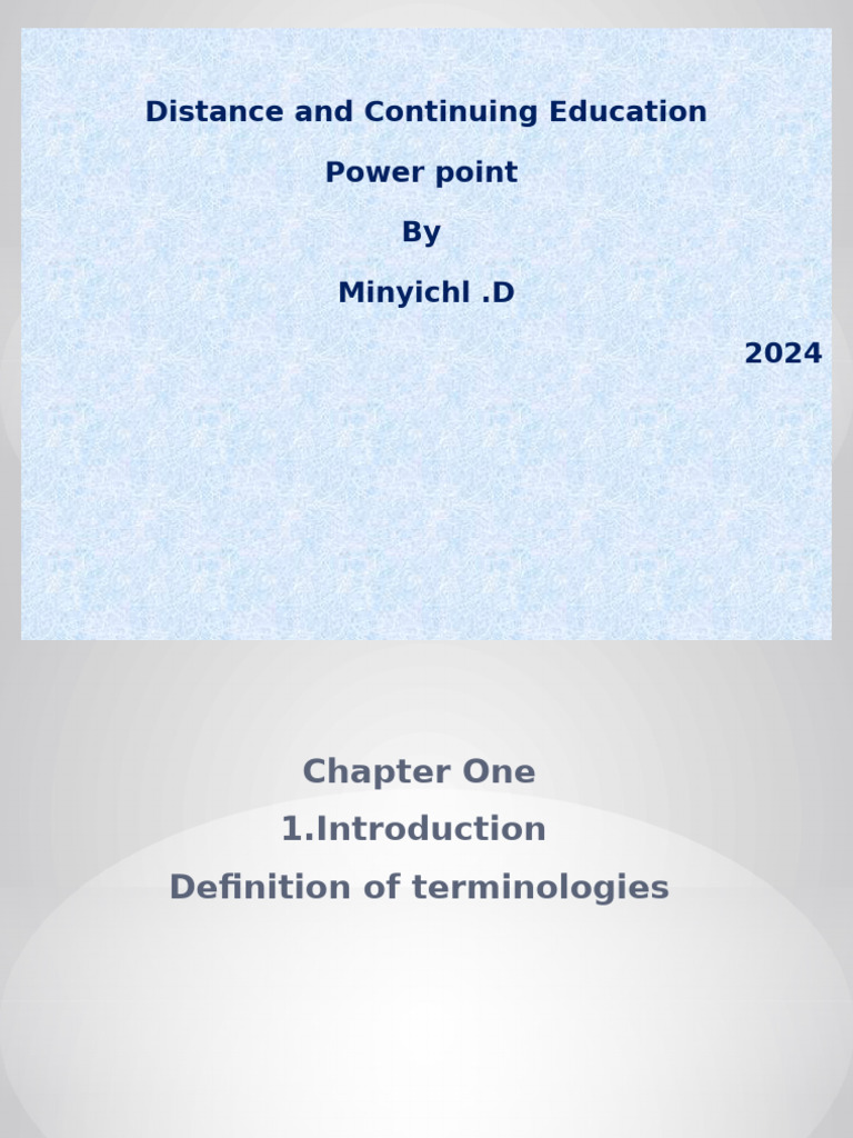 Distance Education Ppt-All Chapter at Injibara University | PDF ...