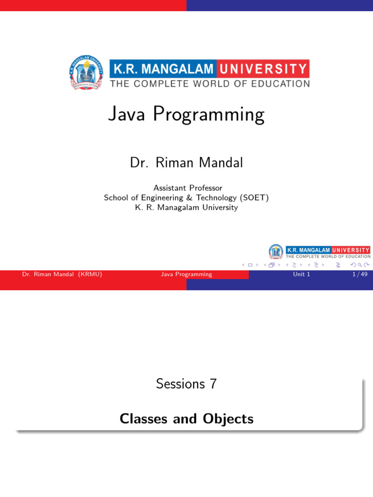 Session 7 Classes And Objects Pdf Class Computer Programming Method Computer Programming