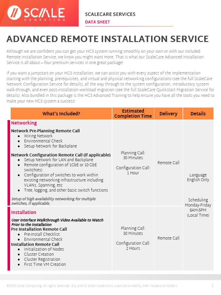 DATA SHEET - Advanced Remote Installation Service | PDF | Computer ...