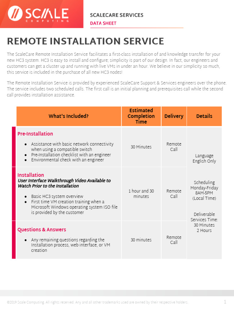 DATA SHEET - Remote Installation Service | PDF | Computer Cluster | Computer Architecture