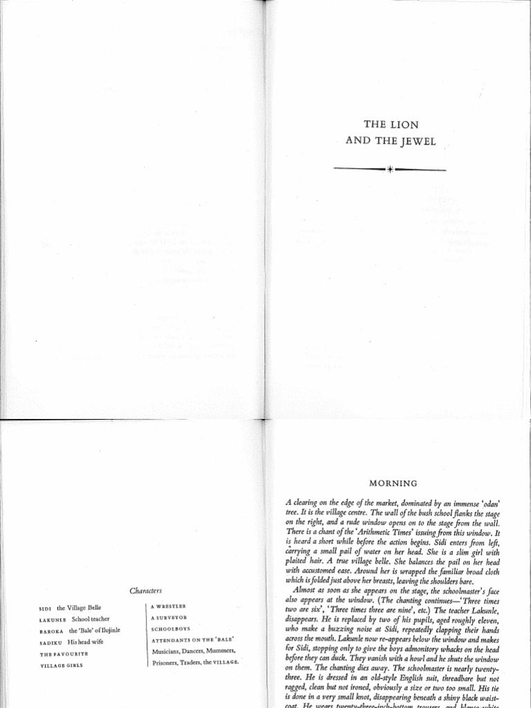 Wole Soyinka, The Lion and The Jewel | PDF