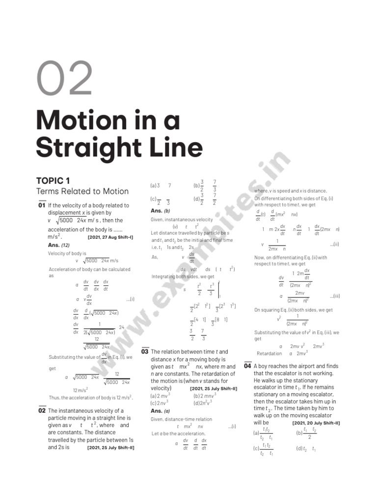 Kinematics PYQ | PDF | Acceleration | Kinematics