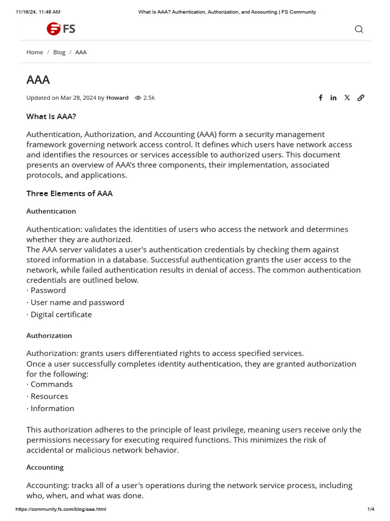 What Is Aaa Authentication Authorization And Accounting Pdf Radius Computer Network