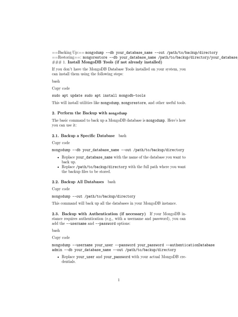Backing Up MongoDB Databases | PDF | Backup | Software