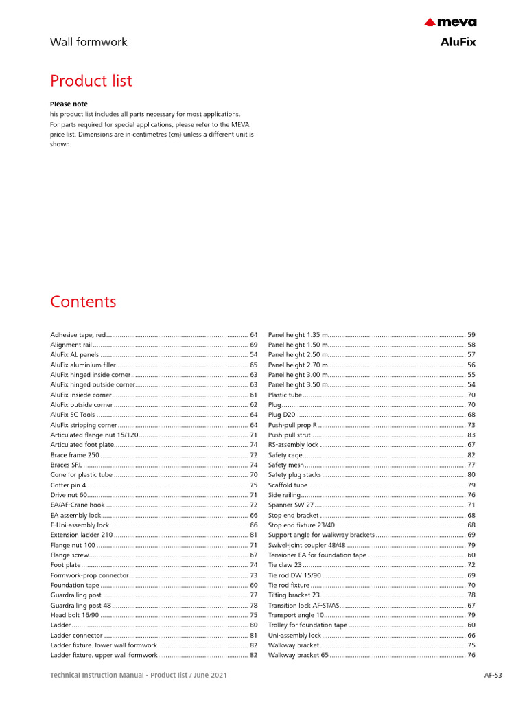 AluFix Wall Formwork Product Overview | PDF | Plywood | Building Materials