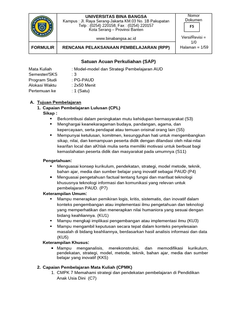 F5Kurikulum, Strategi, Model-Model Paud) | PDF
