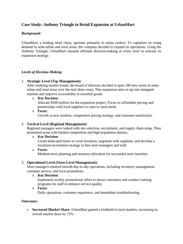 Case Study On Anthony Triangle | PDF | Supply Chain | Pricing