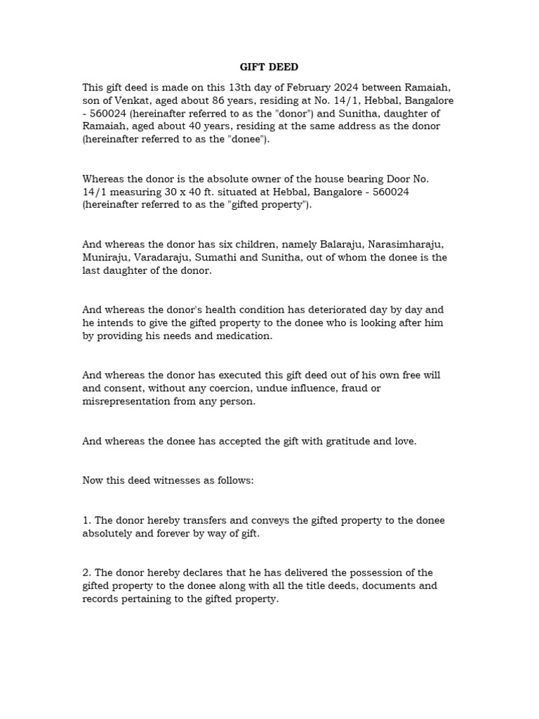 Gift deed | PDF | Deed | Mortgage Law