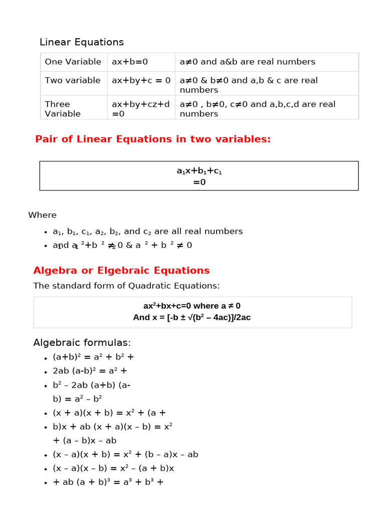 Maths Formulas For Class 10 PDF | PDF | Trigonometry | Trigonometric ...