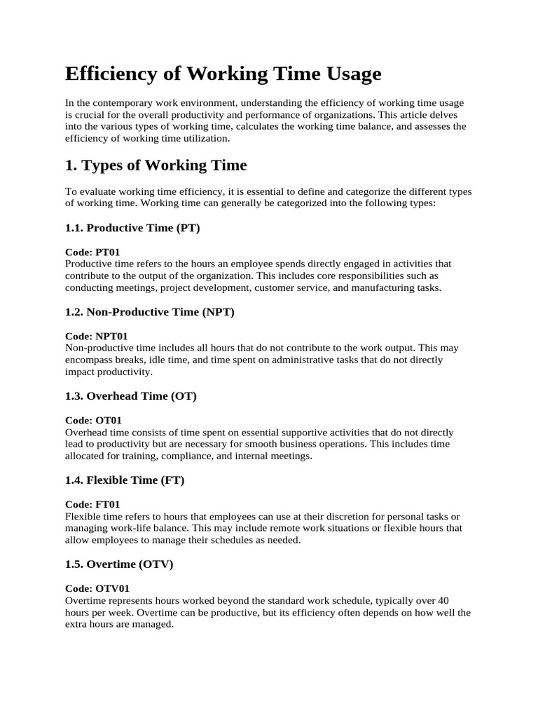 Efficiency of Working Time Usage | PDF | Efficiency | Turnover (Employment)