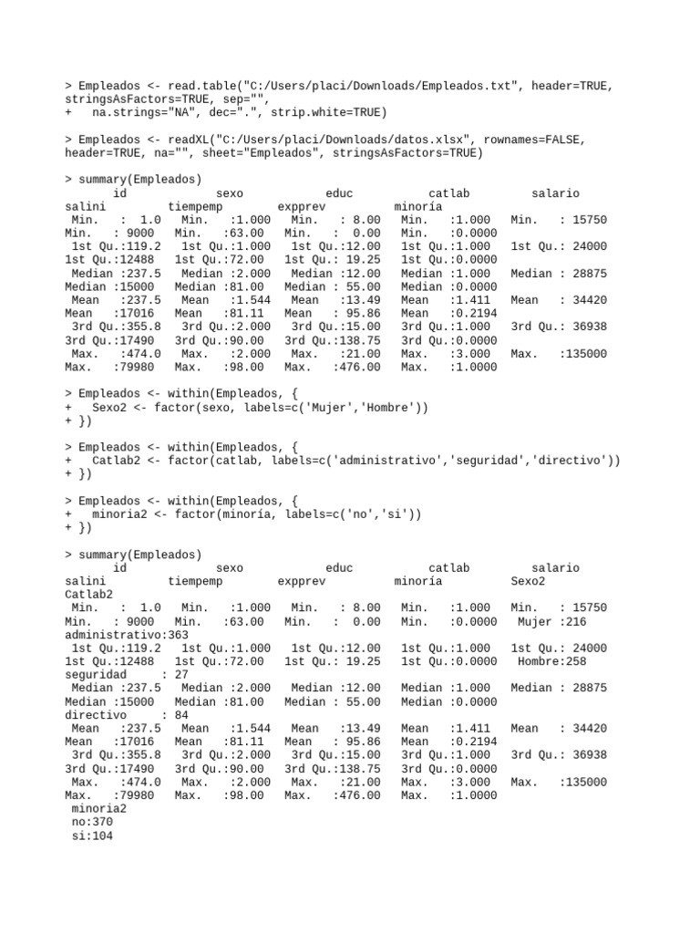 RCommander Resultados | PDF