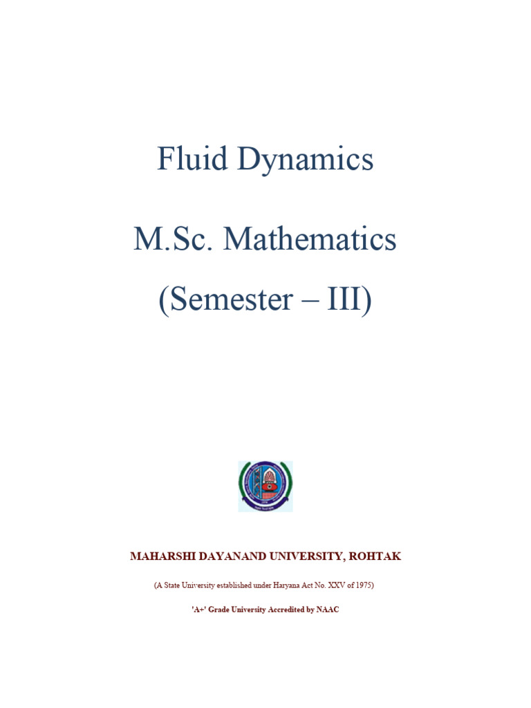 1FluidDynamics21MAT23C3 | PDF | Continuum Mechanics | Fluid Dynamics