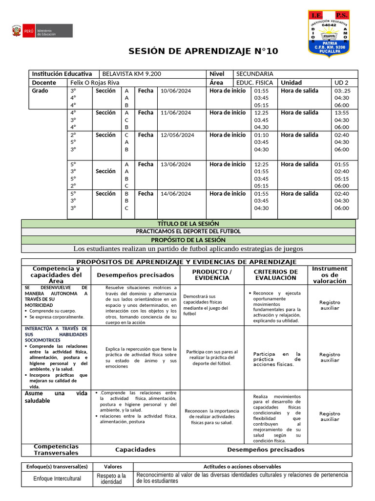 Eda 8 - 5 Sesión de Aprendizaje - La Florida Eda 8 | PDF | Física | Maestros